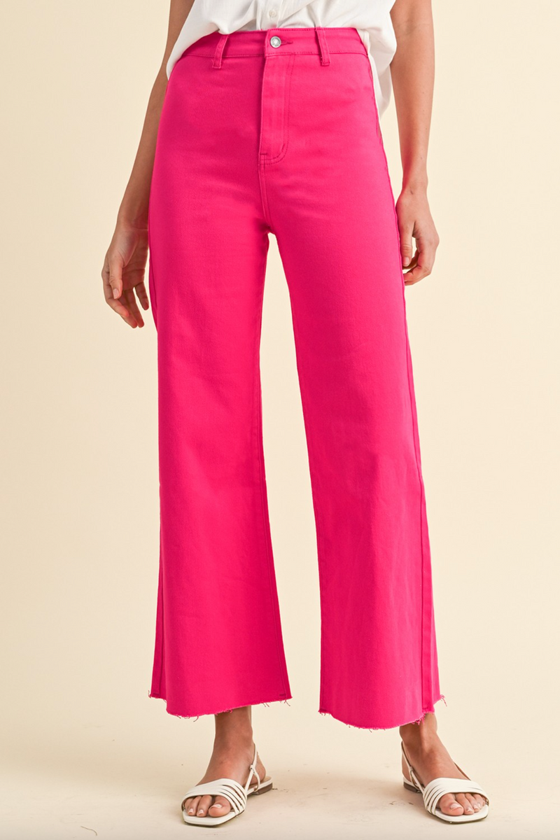 Hot Pink Denim Pants in a Wide Leg Denim – Barlow and Browning